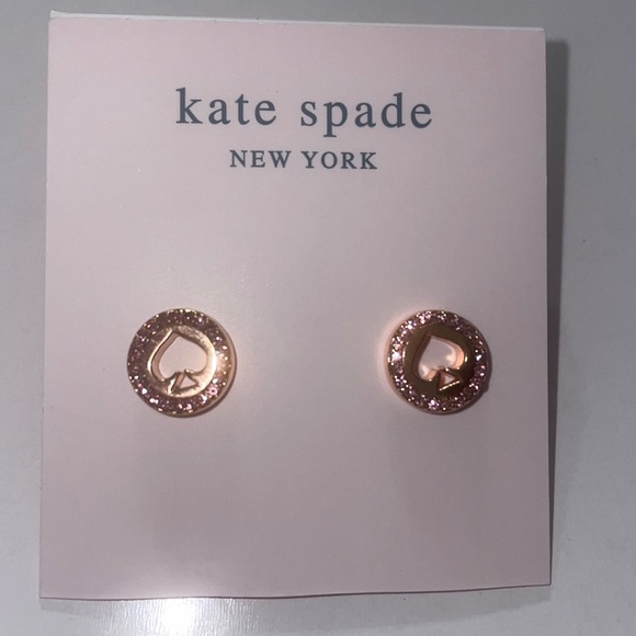 kate spade | Jewelry | Spot The Spade Pink Rose Gold Stone Pave Halo ...